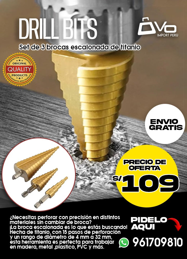 “💥 ¡Oferta 3x1! Set Brocas Titanio Escalonadas | Potencia Total 💪 ...